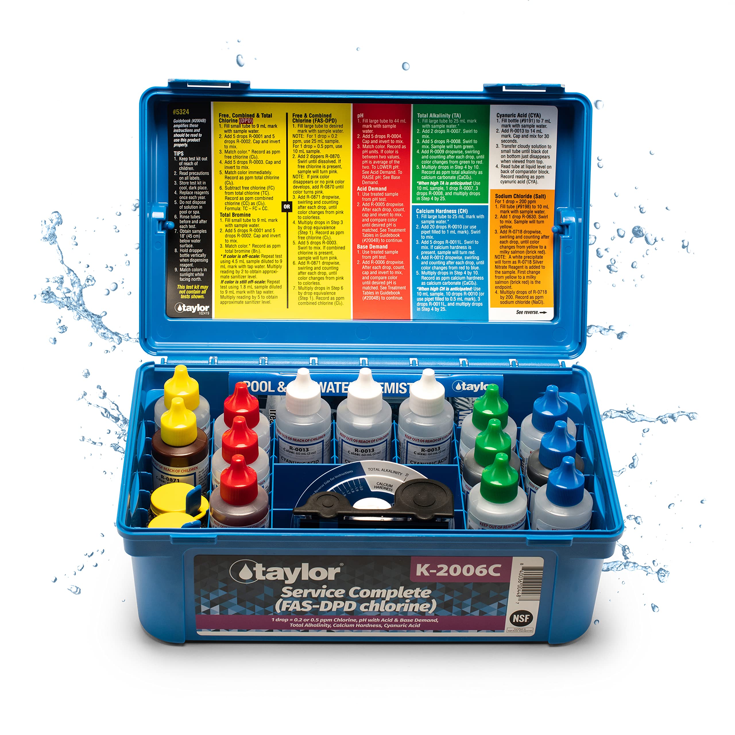 K-2006C Taylor Service Complete FAS-DPD Pool Test Kit | Chlorine, pH ...